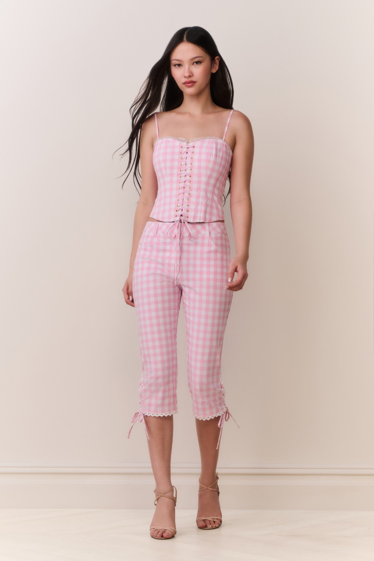 LOVESHACKFANCY Elarose Gingham Capri Pant